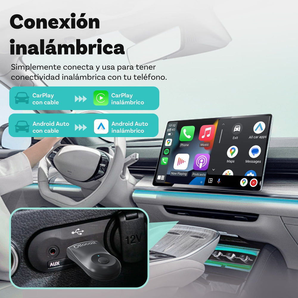 Ottocast®2025 Mini adaptador inalámbrico CarPlay/Android Auto