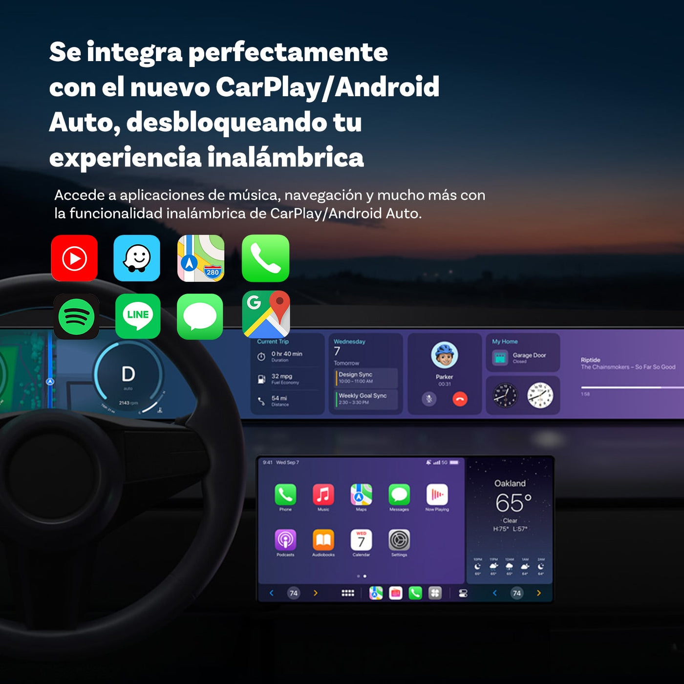 Ottocast®2025 Mini adaptador inalámbrico CarPlay/Android Auto